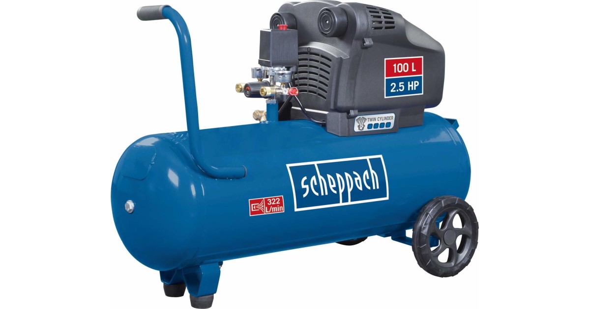 Scheppach HC105DC: 1,8 gut | Zweizylinder-Kompressor mit Leistungsreserve