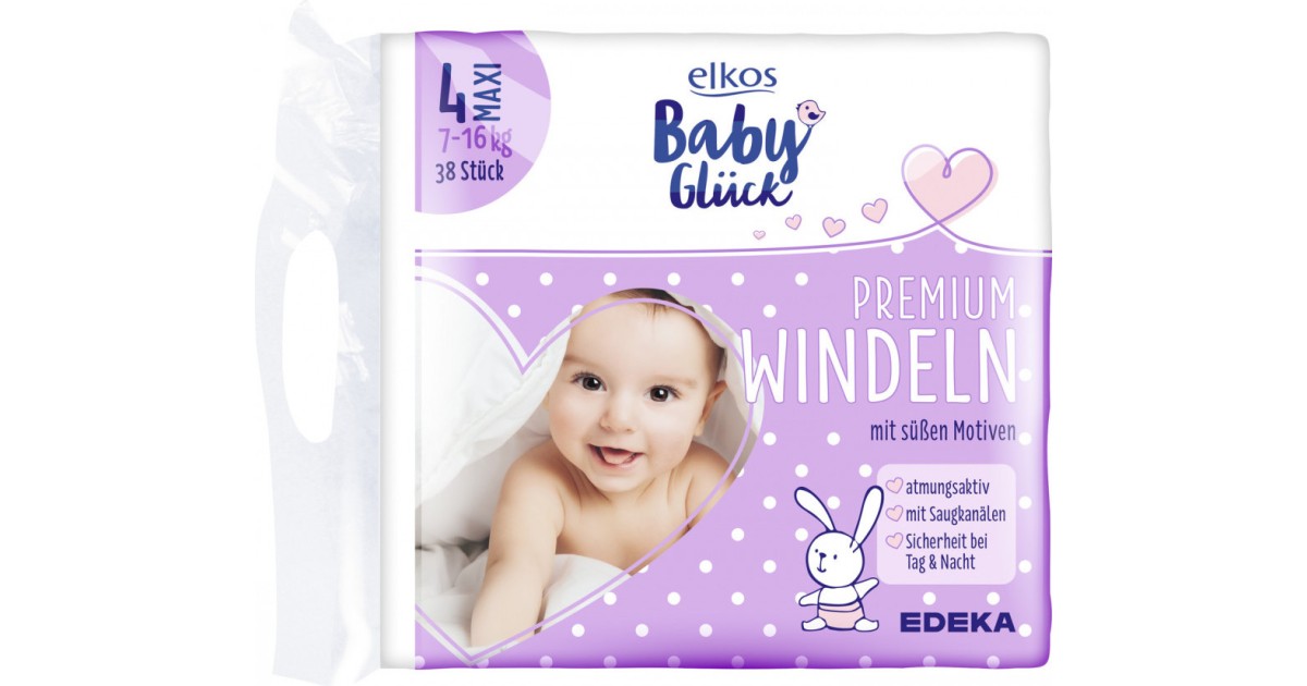 Edeka / elkos Babyglück Premium-Windeln Größe 4 maxi im Test: 2,6