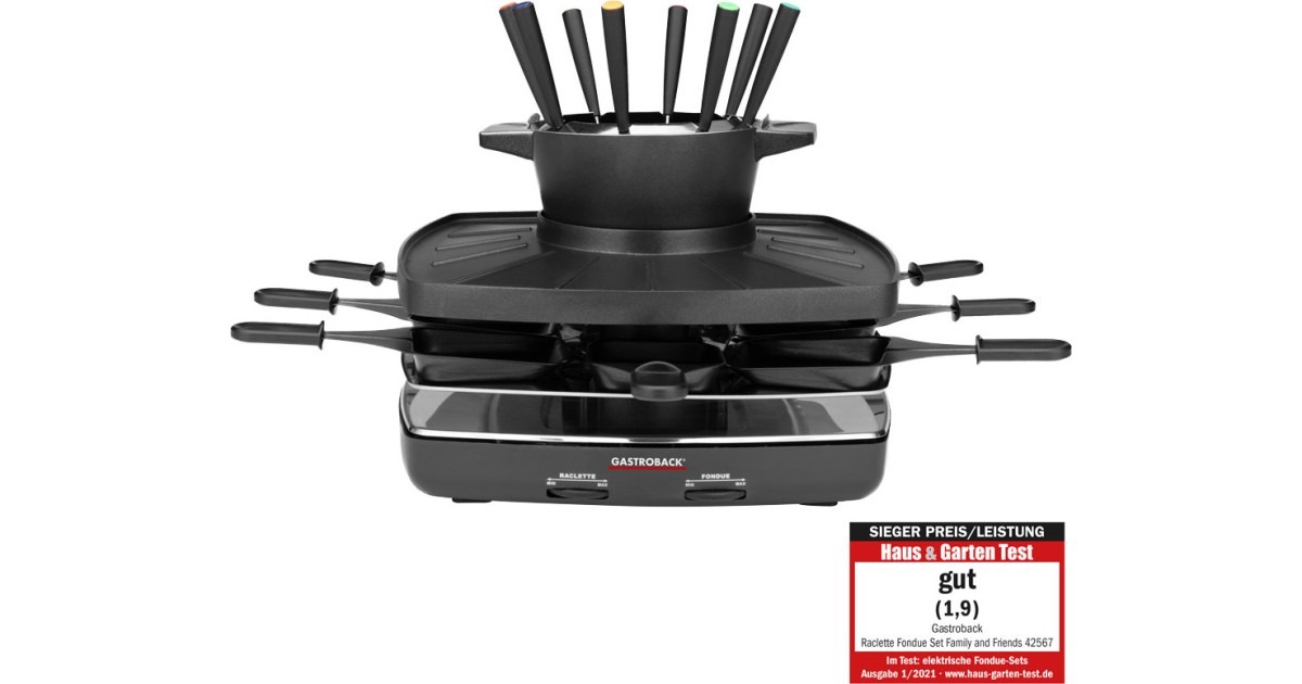 Gastroback Raclette Fondue Set Family and Friends im Test: 1,6 gut