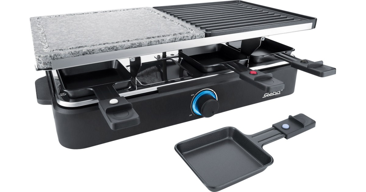 Steba Multi-Raclette RC 18 | Mit wendbarer Grillplatte und Naturstein