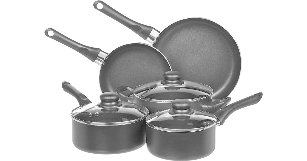 AmazonBasics 8-teiliges Kochgeschirr-Set mit Antihaftbeschichtung: 1,8 gut