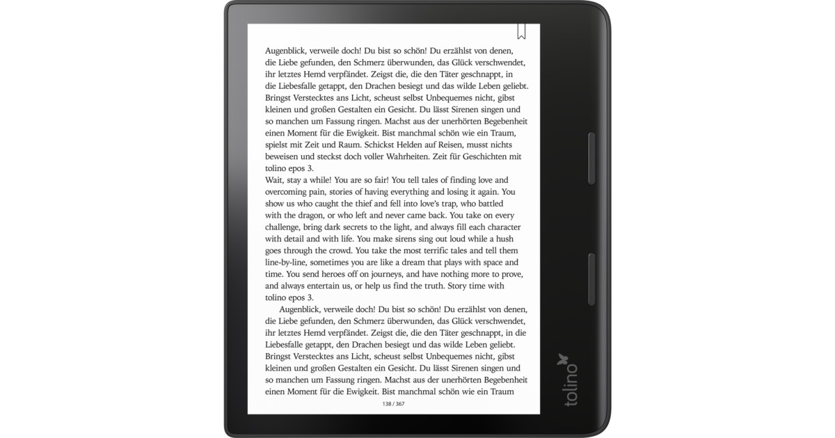 tolino epos 3 im Test: 1,6 gut | Speicher und Format-Update für den ...