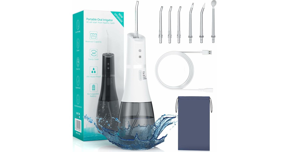 SanPintech Portal Oral Irrigator: 2,1 gut | Preisgünstige Munddusche mit 5 Intensitätsstärken