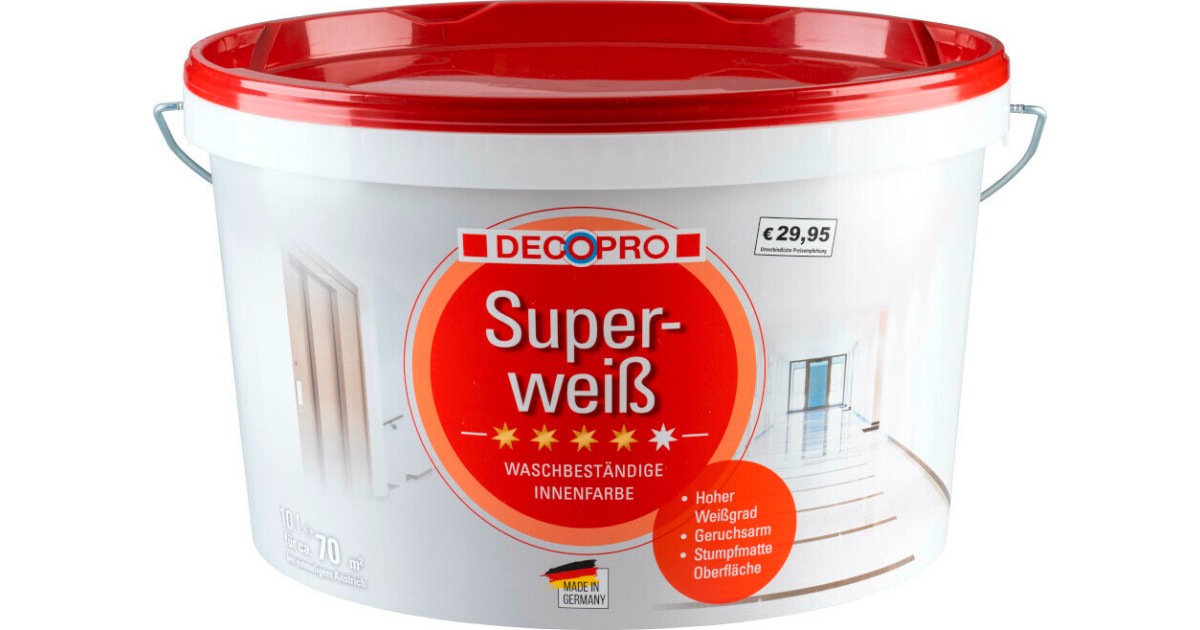 DecoPro Superweiß im Test: 1,4 sehr gut | Gut deckende Alltagsfarbe