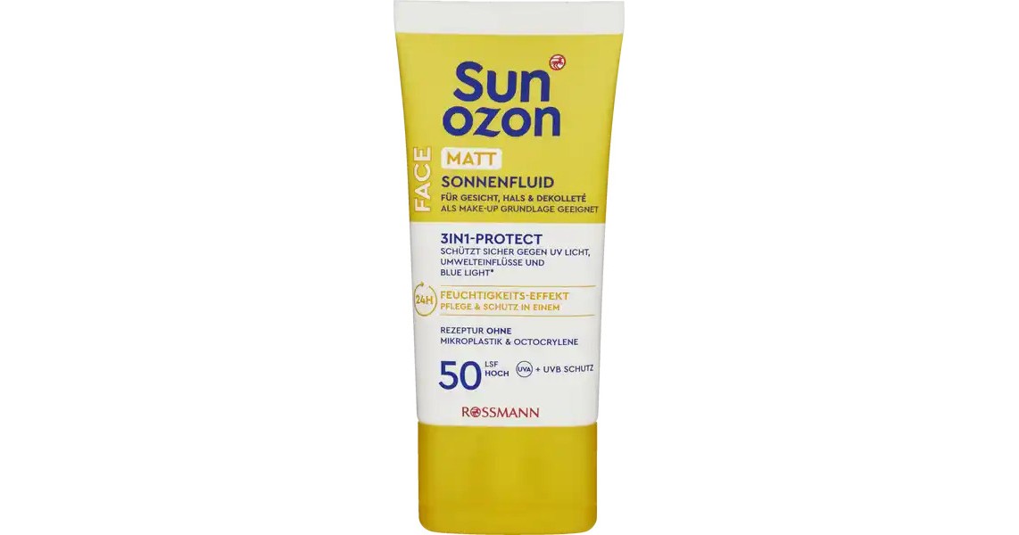 Rossmann / Sun Ozon Matt Sonnenfluid im Test: 1,8 gut | Sicherer ...