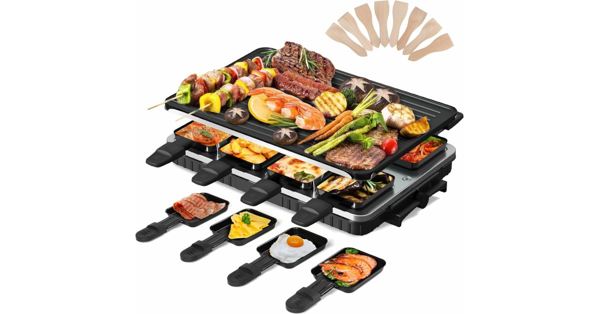 HengBO 2-in-1 Raclette Grill 8 Personen: 1,5 sehr gut