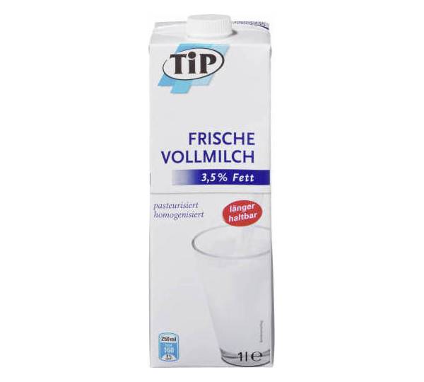 Real / Tip Frische Vollmilch 3,5% Fett Test Frische Milch